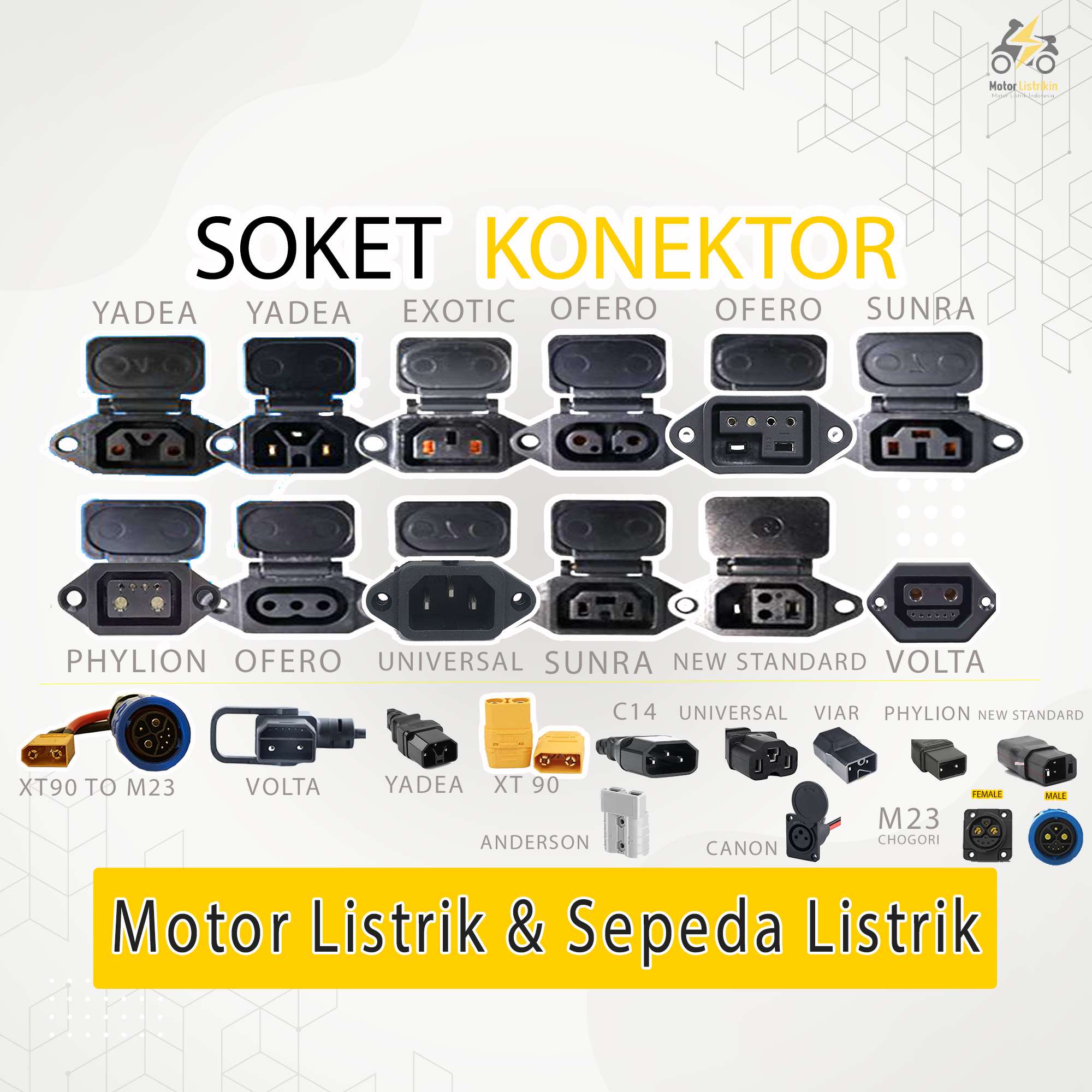 Jual Soket Konektor Kabel Motor Listrik dan Sepeda Listrik
