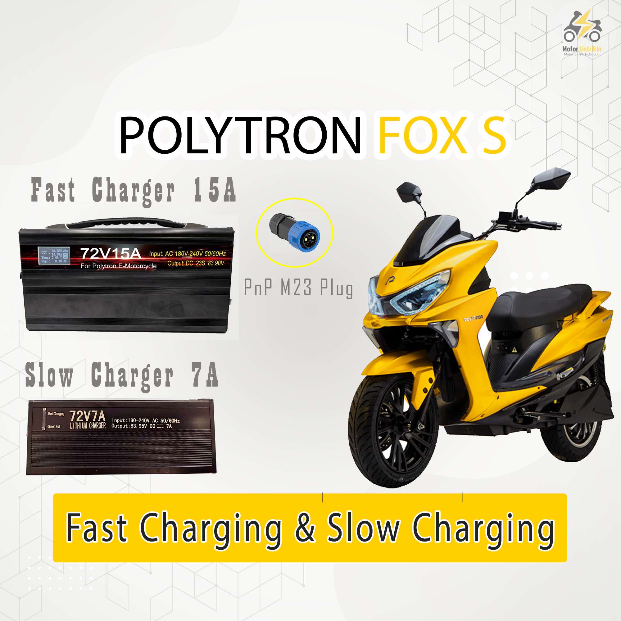 Jual Charger Motor Listrik Polytron FOX S Fast Charging 15A dan Slow ...