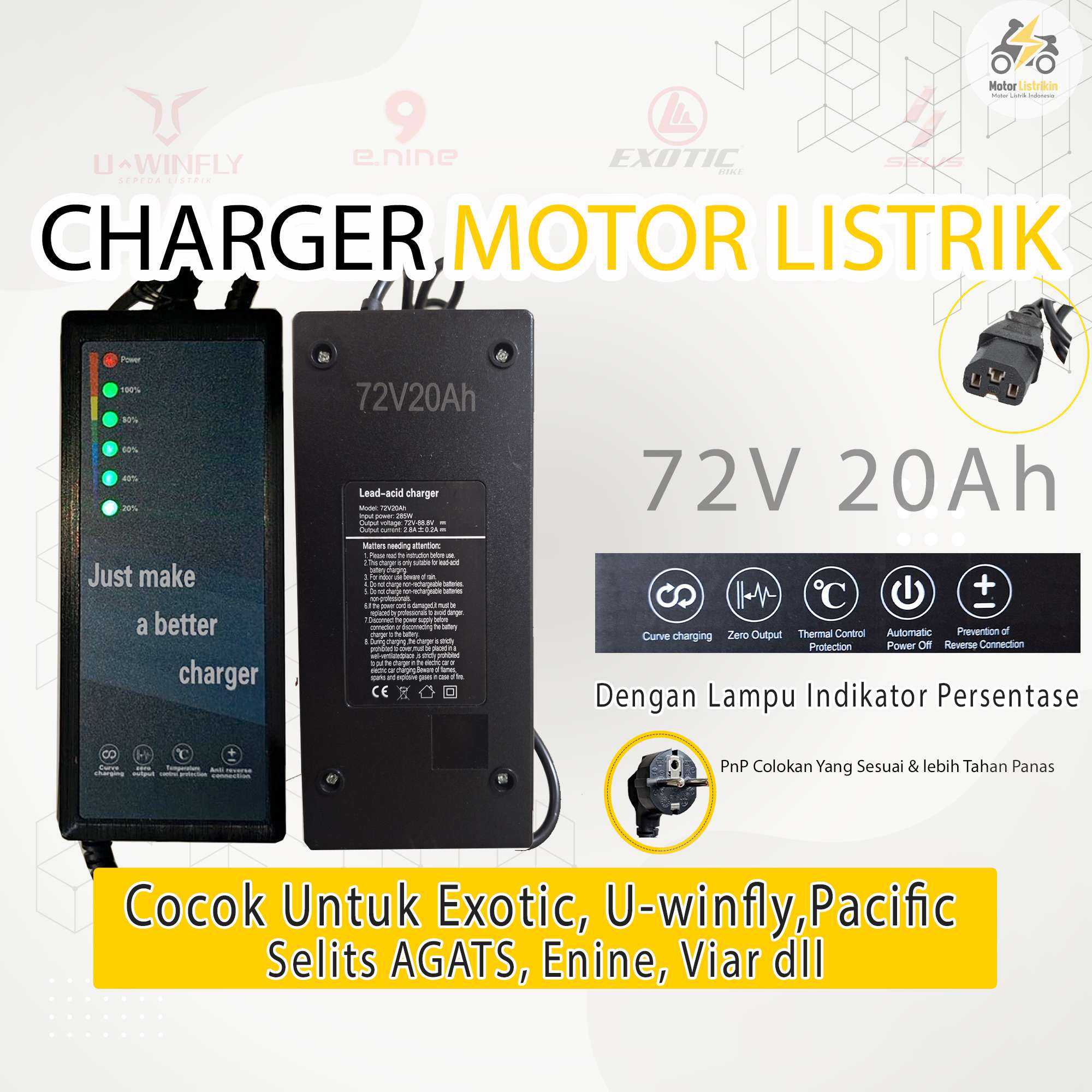 Jual Charger Motor listrik 72V 20Ah
